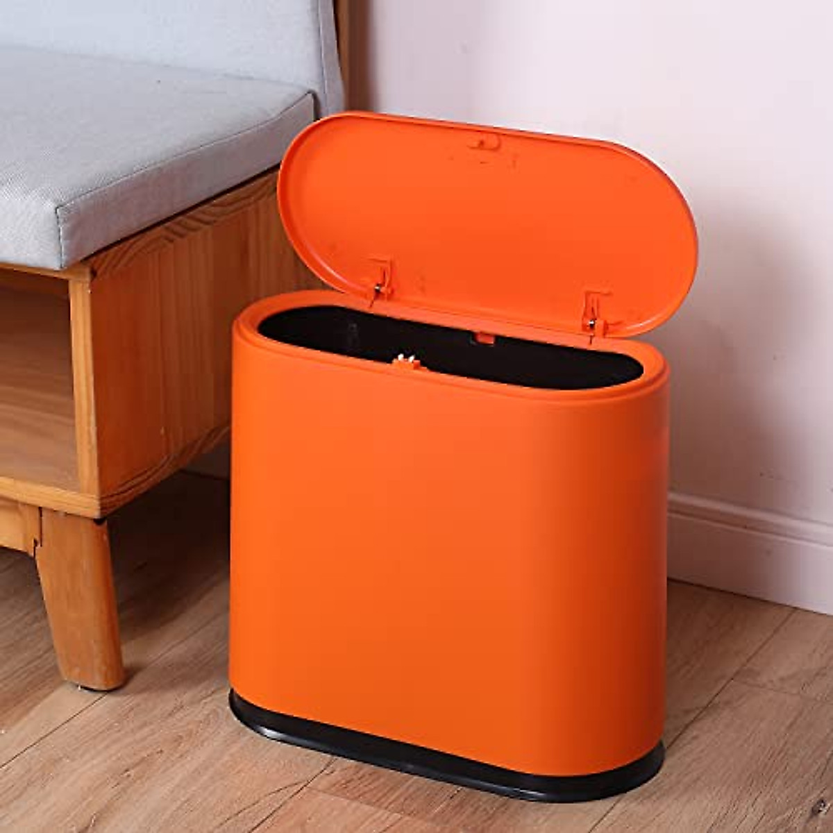 Sooyee 2.4 Gallon Slim Smart Trash Can, Orange, Plastic