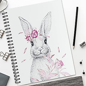 FIXSMITH 5.5"X8.5" Sketch Book | 100 Sheets (68 lb/100gsm) Sketchbook| Durable Acid Free Drawing Paper | Spiral Bound Artist Sketch Pad | for Kids, Beginners, Artists & Professionals | Bright White