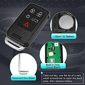 X AUTOHAUX Replacement Keyless Entry Remote Car Key Fob KR55WK49264 433Mhz for Volvo XC60 2010-2017 for Volvo XC70 2008-2016 5 Buttons with Door Key