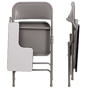EMMA + OLIVER Premium Steel Folding Right Handed Tablet Arm Chair