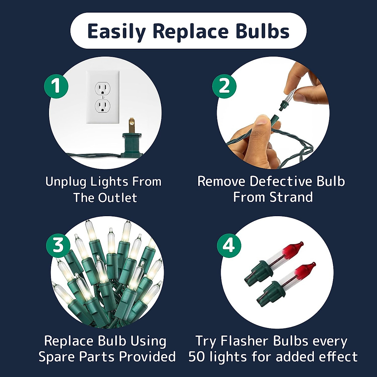 PREXTEX Christmas Lights (20 Feet, 100 Lights) - Clear White Christmas Tree Lights with Green Wire - Indoor/Outdoor Waterproof String Lights - Warm White Twinkle Lights