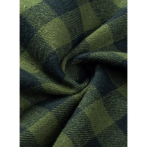 JMIERR Mens Flannel Shirts Casual Button Down Long Sleeve Cotton Plaid Business Dress Shirt with Pockets,US 46 (XL),Green