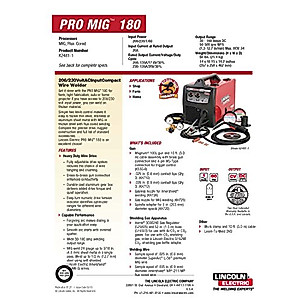 Lincoln Electric PRO-MIG 180 Welder 230-Volt MIG Flux-Cored Wire Feed Model K2481-1