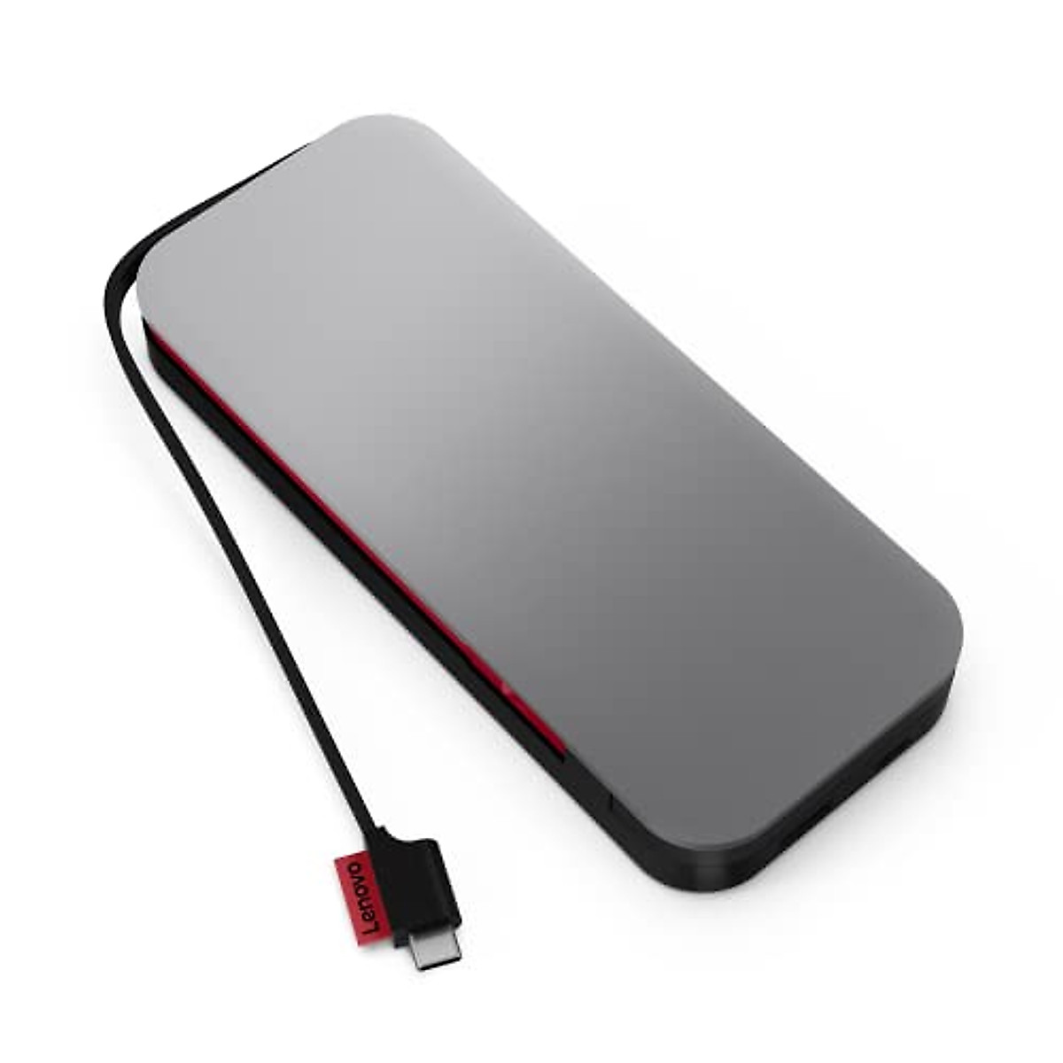 Lenovo Go USB-C Laptop Power Bank (20000 mAh) - 65W - USB-C and USB-A Ports - Fast Charging Portable Power Station with Integrated Cable - Model PBLG2W - Storm Grey