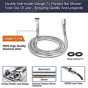Brass Hand Held Shower Head, Luxury High Pressure Showerhead Kit with Wall Connector and Hose Set, for Bathroom Showering System Contemporary Square Style (Chrome Finish)