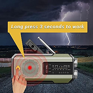 Emergency Radio Hand Crank Solar, Wind Up Solar Radio Flashlight Cell Phone Charger 2000mAh Battery Portable AM/FM/NOAA Weather Radio SOS Alarm for Camping Hurricane Earthquake Home &Outdoor Emergency