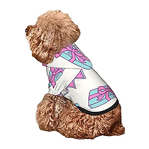 Small Pet Sweaters with Hat Birthday-Party-Gift-Pink Cat Puppy Hoodie Pet Hooded Coat X-Large