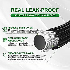 Expandable Garden Hose 50ft - New Patented Water Hose with 40 Layers of Innovative Nano Rubber - Real Leak-Proof Water Hose - 10-Function Spray Nozzle - Lightweight, Durable, Flexible (Black)