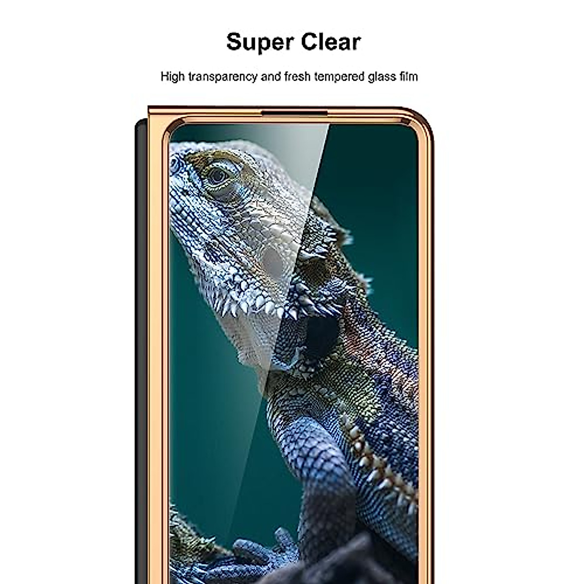 FYTON Case for Galaxy Z Fold 5 Case - Light Luxury Electroplated Frame with Patterned Glass, Built-in Screen Protector Compatible with Samsung Galaxy Z Fold 5 Case, Leopard Print