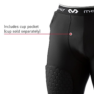 McDavid Padded Compression Shorts with HEX Pads. Dual-Density Thudd Tights with Hip, Tailbone, Thigh Padding. for Men and Women. with Cup Pocket Black