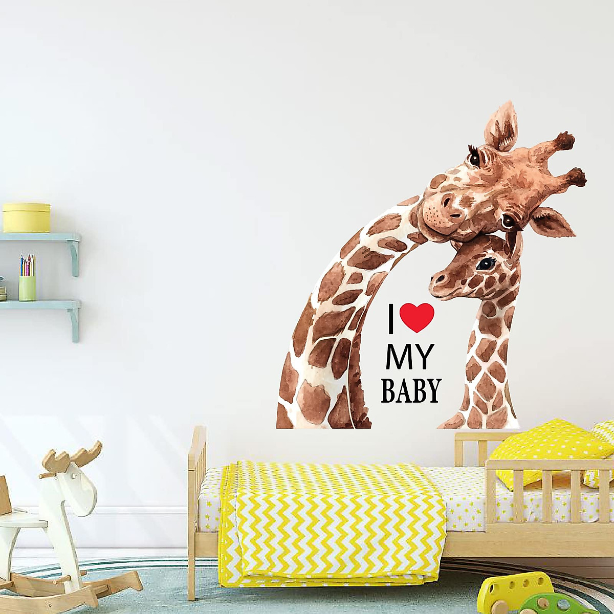 Animal Wall Stickers,Giraffe Wall Decals,Peel and Stick Removable Wall Decor DIY Art Mural Decoration,Jungle Wallpaper for Kids Baby Nursery Kindergarten Boys Girls Bedroom Living Room