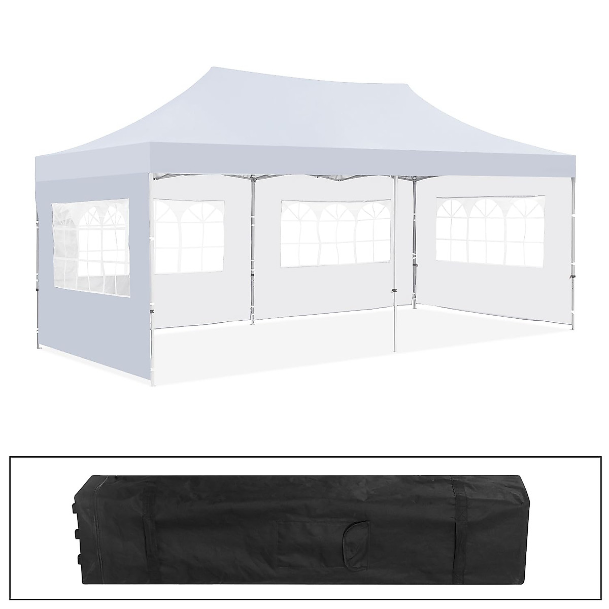 10x20 Heavy Duty Pop Up Canopy Tent, Instant Outdoor Beach Canopy Tent with 4 Removable Sidewalls and Carrying Bag, Waterproof Gazebo Tent Shelter for Parties, Backyard, and Wedding
