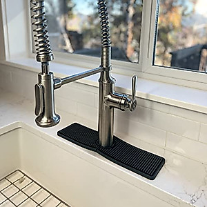 Kitchen Sink Faucet Mat Splash Guard (Black) - 15" x 4" Inches Faucet Drip Catcher for Sink - Backsplash Protector for Counter - Kitchen Sink Accessories