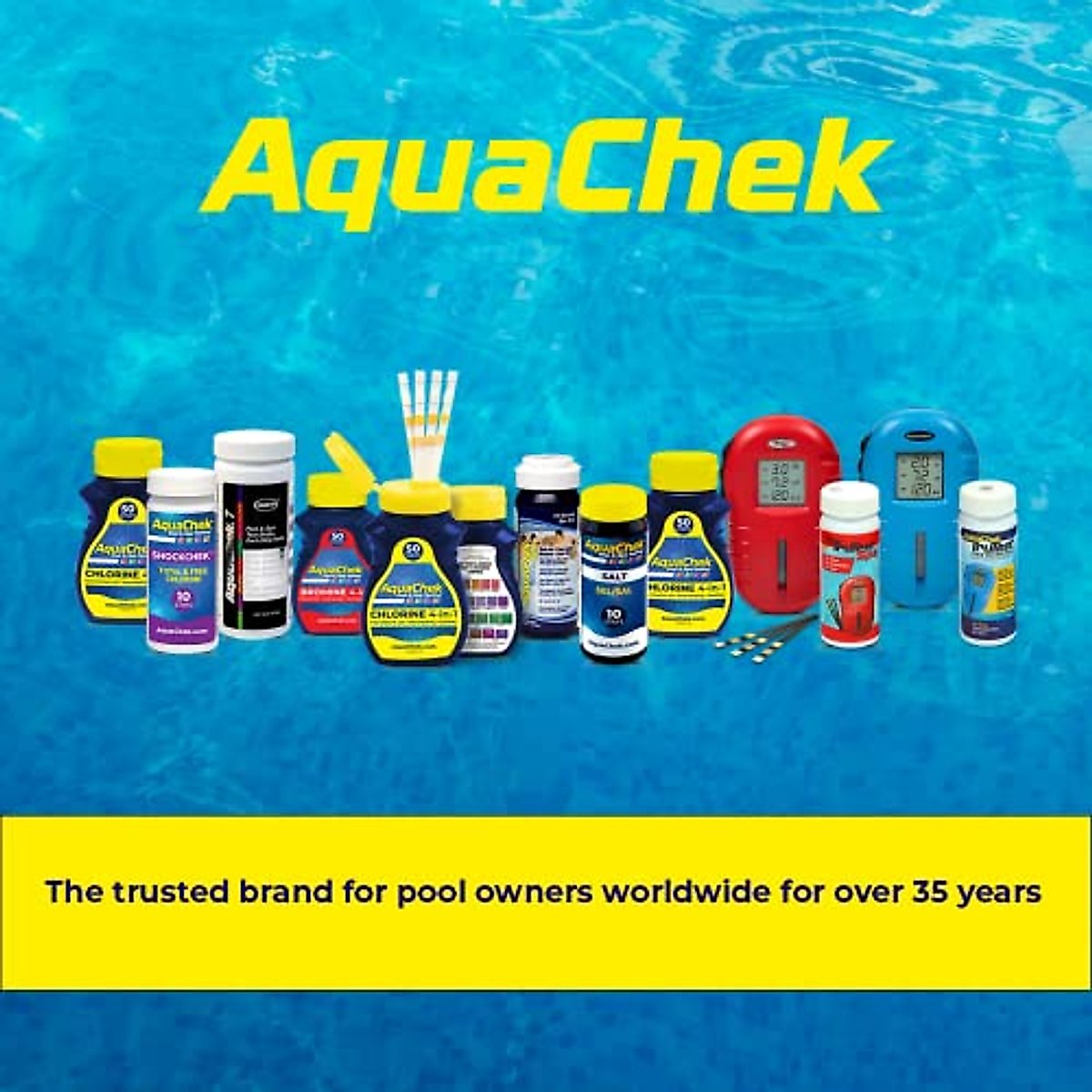 AquaChek TruTest Digital Test Strip Reader For Pool and Spa Water Testing - Tests for Free Chlorine, Free Bromine, pH, and Total Alkalinity - Quick & Accurate Results Includes 25 TruTest Strips (Blue)