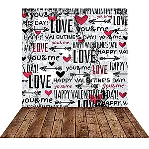 SJOLOON 5x7ft Valentines Day Backdrops for Photography Wood Floor Photography Backdrops Love for Photo Background for Party Studio Backdrop 10869