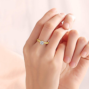 ELFRONT Personalized Engagement Rings for Women Moissanite 1 Carat 10K 14K 18K Gold 925 Sterling Silver Wedding Anniversary Rings with Engraved Name Ring (Yellow Gold, 14K Solid Gold)