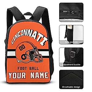 Jwpibuk Personalize Backpack with Lunch Box Pen Case Cincinnati Customized Name Number Bags 3 Piece Set for Girls Boys