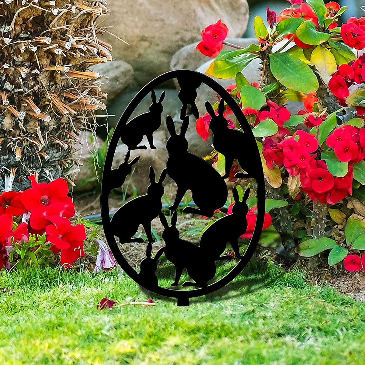 Blank Yard Signs with 12 X 18 Easter Garden Decorations Easter Egg Gnome Rabbit Ground Insert Decoration Acrylic Hollow Animal Figurines Yard Insert Black Chain Link Fencing Roll 9 (Black, One Size)