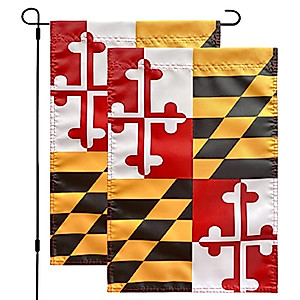 TSMD Maryland State Garden Flag Double Sided Outdoor Yard Decorative,12"x 18",2 Pack