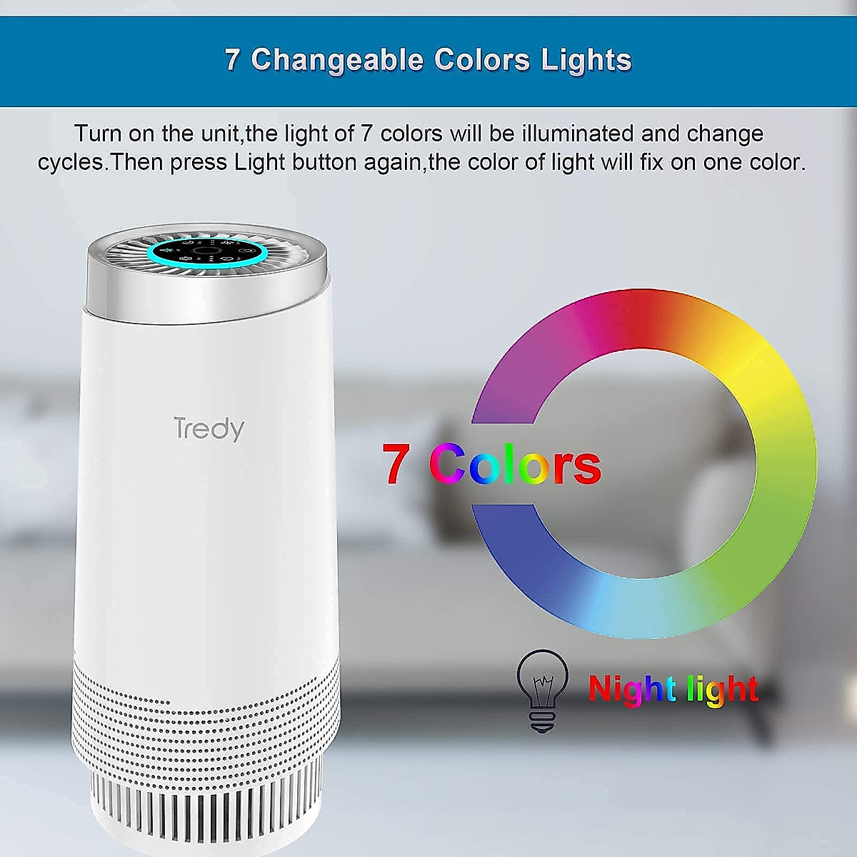 Tredy Air Purifier for Home Large Room with H13 True Hepa Filter, Removes Dust/Smoke/Odor/Pollen/Pet Dander and Other Particles