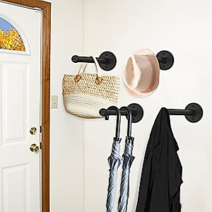 Industrial Pipe Clothes Bar Wall Mounted Rustic Metal Garment Rack Heavy Duty Hanger Holder Laundry Room Boutique Store Clothing Display Black