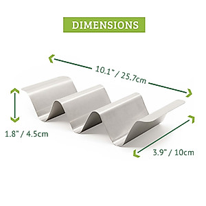 Chef Tacos Stainless Steel Taco Holder Set of 6 - Taco Stands with Handles, Dishwasher and Grill Safe Taco Rack, Taco Serving Set, BPA-Free Metal Taco Shell Holders