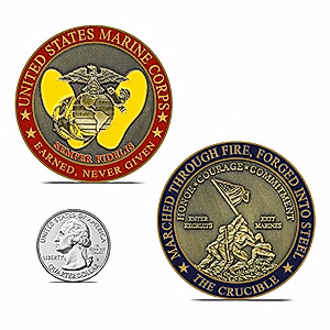 USMC Crucible Challenge Coin - Honoring The Dedication and Sacrifice of United States Marines-Disabled USMC Vet Owned Business