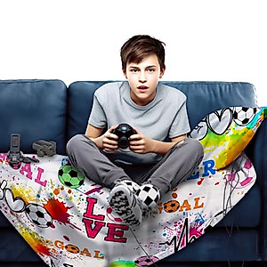 Soccer Girls Blanket Soft Flannel Soccer Blanket Outdoor,Soccer Blankets and Throws Soccer Stuff,Best Soccer Gifts for Boys Girl Adults Soccer Lovers 50"x40"