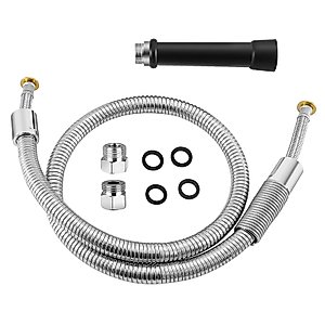 44” Stainless-Steel Pre Rinse Hose with Heat Resistant Black Handle for Commercial Kitchen Sink Faucet Dish Washing Sprayer Hose Replacement Kit