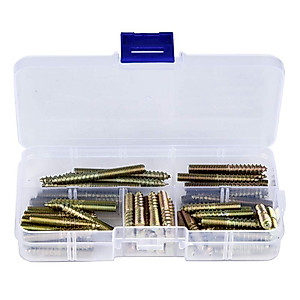 80Pcs M5 Dowel Screw Double Ended Screws Self-Tapping Threaded Bolts Hanger Bolts Studs