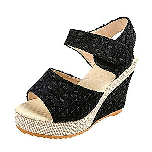 UQGHQO women slippers Women's Sandals Comfortable Flip Flops for Women with Arch Support Summer Casual Wedge Sandals Shoes Massage Function Women's Platform & Wedge Sandals