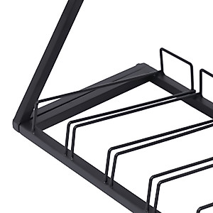 CNCEST Z Shaped Tabletop Wine Rack with Glass Holder, Countertop Wine Rack Holder Wine Bottle Holder Wine Display Storage Stand with Tray for Kitchen, Office, Bar, Hold 4 Wine Bottles & 8-12 Glasses