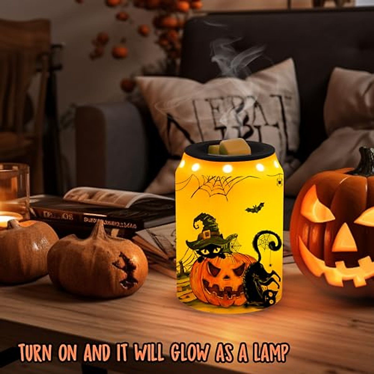 Bonsai Tree Halloween Wax Melt Warmer-Halloween Decor Black Cat Ceramic Wax Melt Warmer for Oil Candle-Farmhouse for Living Room Kitchen Bathroom Home