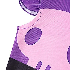 GUOG Little Girls Gown Dress Nightgo Toddler Short Ruffles Sleeve Kuromi Gown Round Neck Girls Kuromi Costume 7-13Years