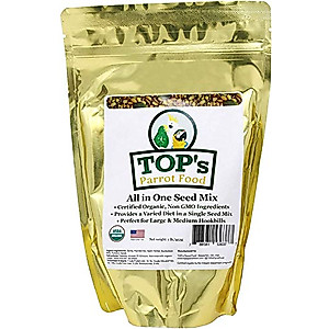 TOP's All in One Seed Mix for Large Birds, Non-GMO, Peanut Soy & Corn Free, USDA Organic Certified, 1lb
