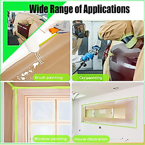 YUNXIHUI Masking Paper, 6 Rolls Automotive Paint Paper Roll with Tape, Assorted Sizes Tape and Drape, Masking Paper for Painting Car and Auto Body,Floor Protection, Wall Covering(6in 12in 18in)