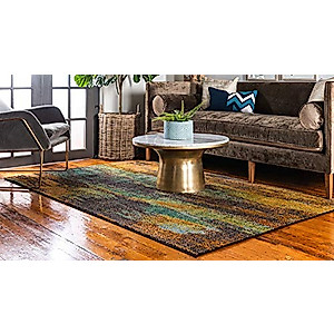 Unique Loom Jardin Collection Colorful, Vibrant, Abstract Watercolor Area Rug, 5' 1" x 8' Rectangle, Multi/Beige