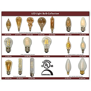 Royal Designs, Inc. Silk Wrapped Torpedo Shaped LED Light Bulbs, E12 Candelabra Brass Base, 130V, 40 Watts (4W LED), Set of 6