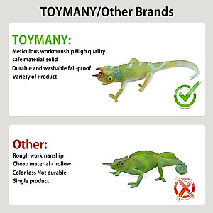 Toymany Reptile Animal Figurine Toys Set, 12 PCS Desert Amphibians Animal Figures with Komodo Dragon Lizard Snake Chameleon Rainforest Cold Blooded Animals Figures Party Favor for Kids