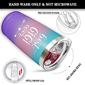 Fufandi Best Gigi Ever - Gigi Gifts for Grandma - Funny Christmas Gifts for New Grandma, Nana, Soon To Be Gigi, World's Best Gigi Tumbler Cup (20oz, Glitter Bubble Gum)