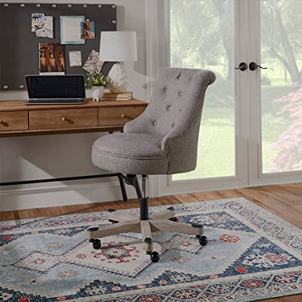 Linon Talia Office Chair, Gray 28.25D x 27.25W x 35.75H Inch