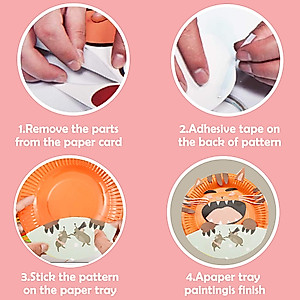 Originalidad 10 Pcs Paper Plate Art Kit for Kids DIY Craft Sticker Card Games Activity DIY 3D Animals Craft Art Toys Teaching Supplies Christmas Crafts for Toddler Boys Girls