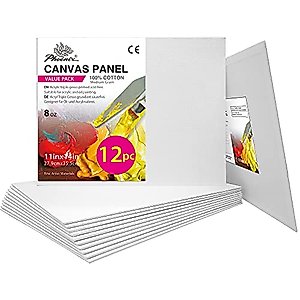 PHOENIX Painting Canvas Panels 11x14 Inch, 12 Value Pack - 8 Oz Triple Primed 100% Cotton Acid Free Canvases for Painting, White Blank Flat Canvas Boards for Acrylic, Oil, Watercolor & Tempera Paints