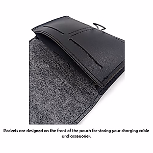 MRGC PU Leather Case Carrying Bag for Anbernic RG351MP / RG351P / RG350 / RG350M / RG350P / RK2020 / RGB10 - Portable Travel Case, Protective Pouch for Handheld Retro Game Console (Black)