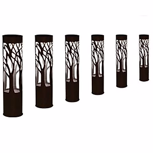 Upromax Outdoor Removable Solar Bollard Landscape Path Lights for The Garden, Patio, Walkway, Yard, and Backyard w/ 6 Solar Lights Set, LED, Waterproof, Easy Assembly. Black.