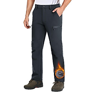 MAGCOMSEN Insulated Pants for Men Fleece Lined Waterproof Hiking Mountain Pants Winter Golf Pants for Men Black Hiking Pants Black 32