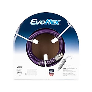 Camco EvoFlex 50-Foot Drinking Water Hose | Features an Extra Flexible Construction, Stainless Steel Strain Reliefs, and is Ideal for RVing, Gardening, Washing Pets, and More | Purple (22586)