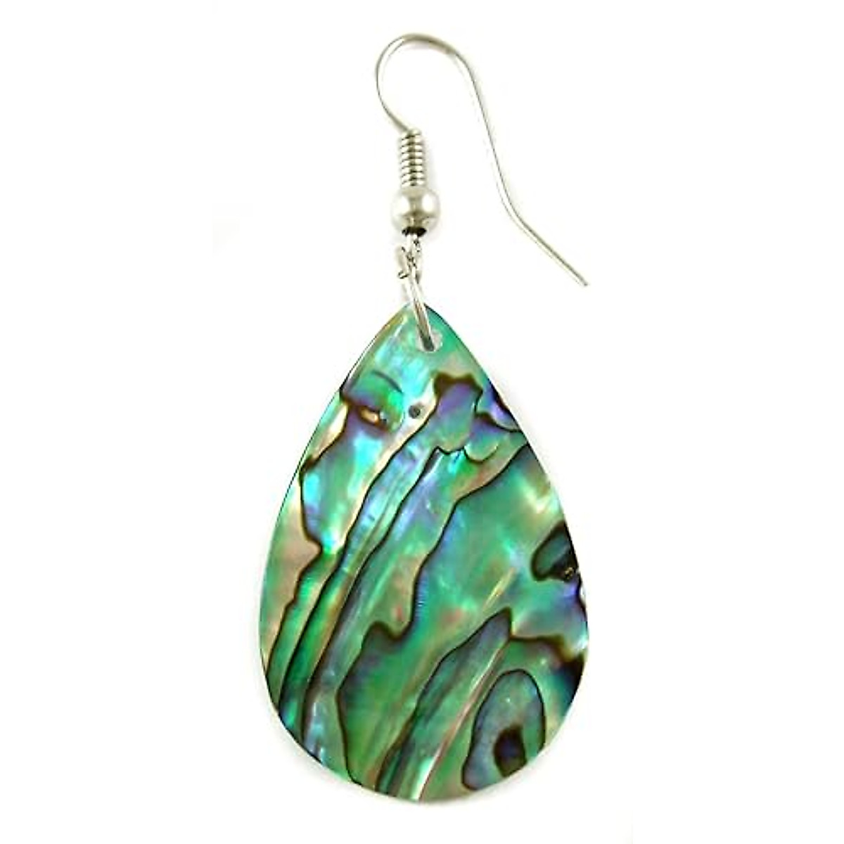 Swimmi Iridescent Paua Abalone Shell Earrings, Teardrop Natural Abalone Earrings for Women, Handmade Dangle Drop Seashell Earrings Fashion Jewelry BA196