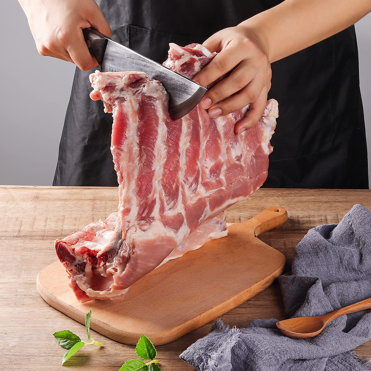 HolaFolks Chef Knife, Anti-Rust Oil Coating Dividing Knife Boning Knife Hand Forged High Carbon Steel Butcher Knife For BBQ Home Kitchen Restaurant Cooking Camping