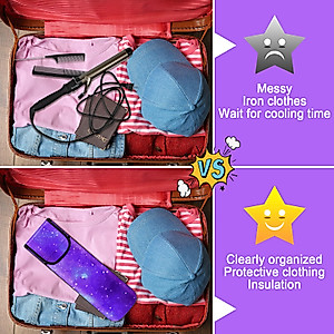 Shappy 2 Pieces Flat Iron Case Heat Resistant Travel Bag Curling Iron Case and Holder Neoprene Straightener Holder and Silicone Hot Tools Flat Iron Travel Bag(Starry Sky)